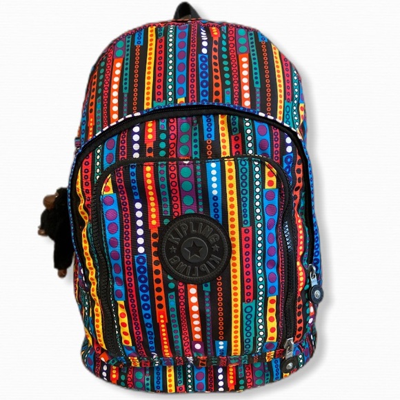 Kipling | Bags | Nwot Kipling Multi Colored Circlesstripe Backpack ...